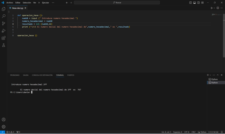 Conversión de hexadecimal a decimal y código fuente en Python – Blog de ...