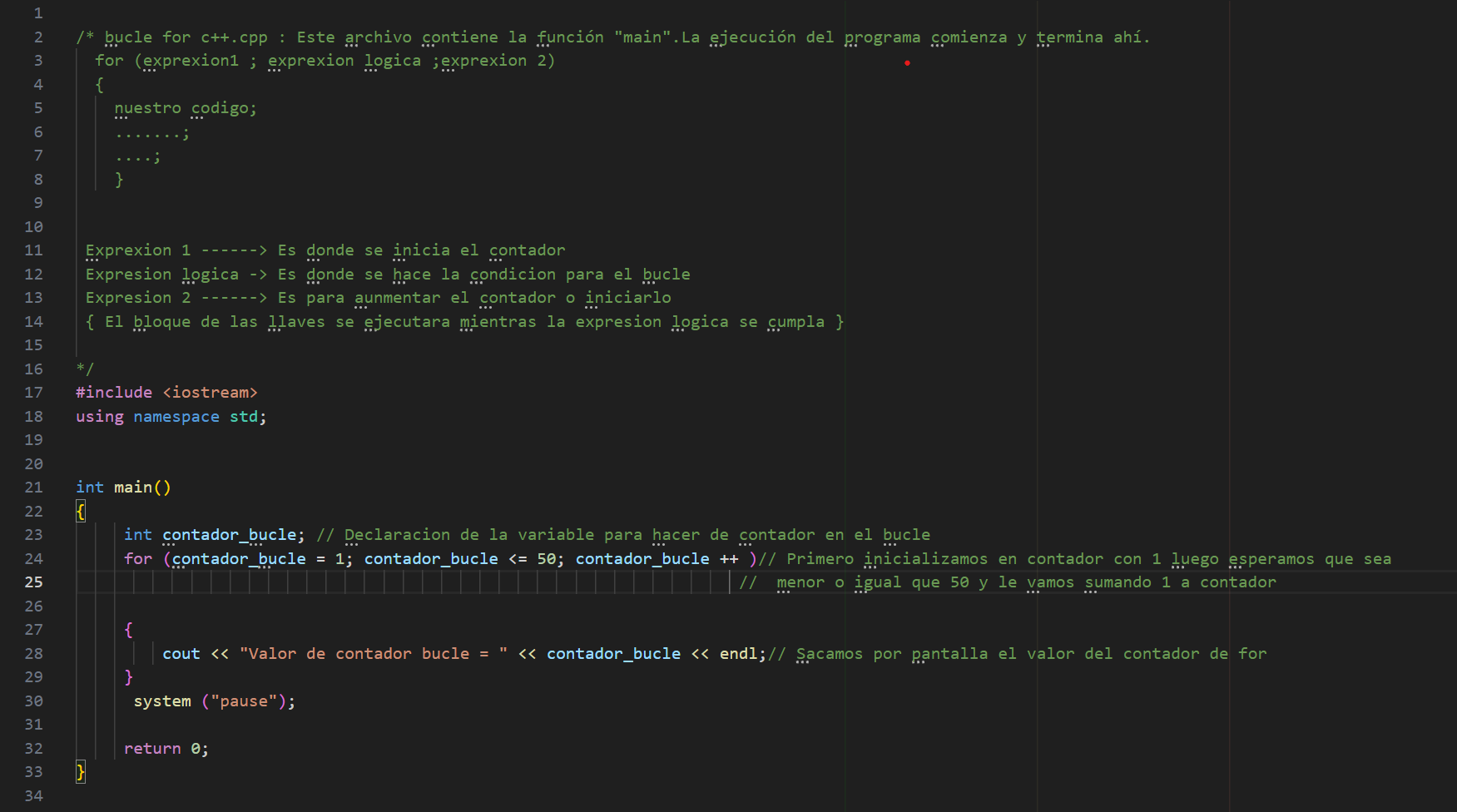 BUCLE FOR EN C++ – Blog de Daniel y Mia